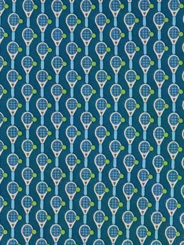 FERRAGAMO Silk Tennis Print Neck Tie - Blue