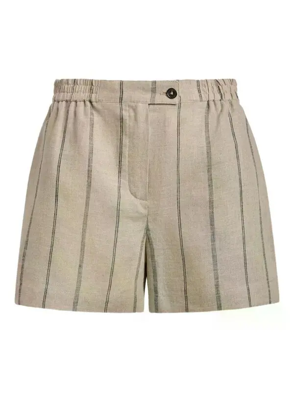 12 STOREEZ Striped Elasticated Waistband Shorts - Neutrals