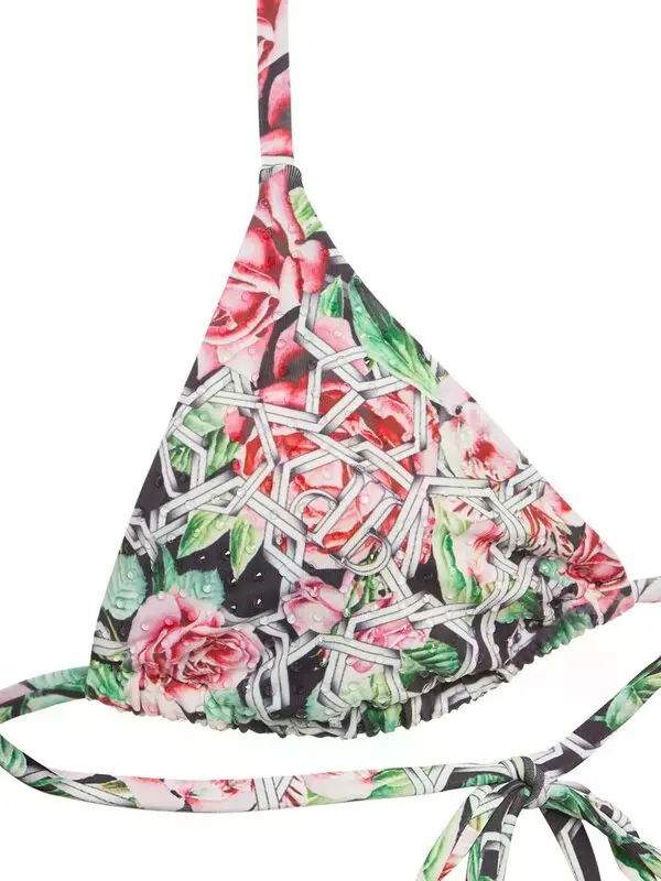 Philipp Plein Floral-print Triangle Bikini Top