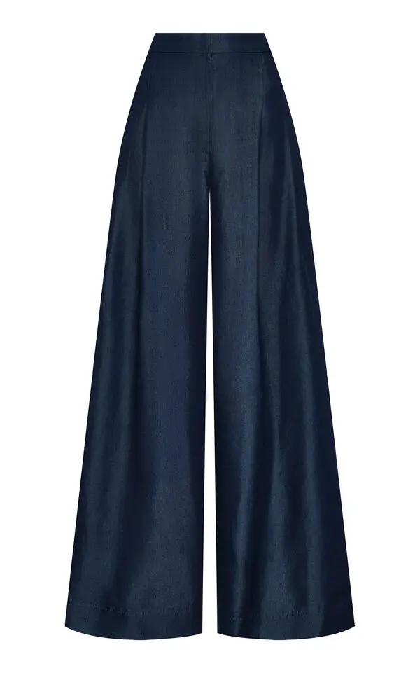 ANDRES OTALORA Nuestro Verano Pleated Wide-leg Pants - Navy