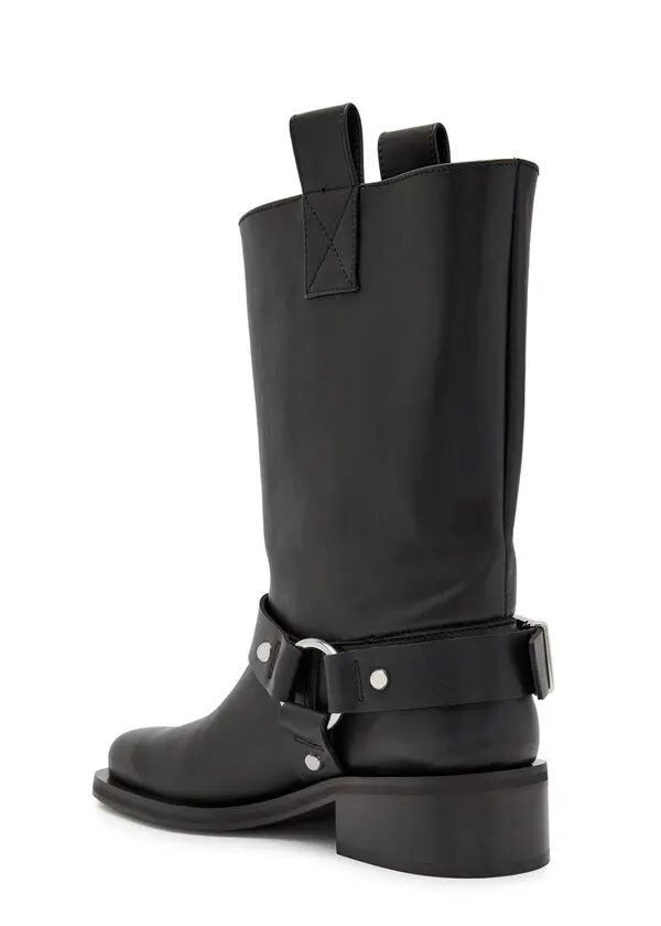 GANNI Faux Leather Mid-calf Biker Boots - Black