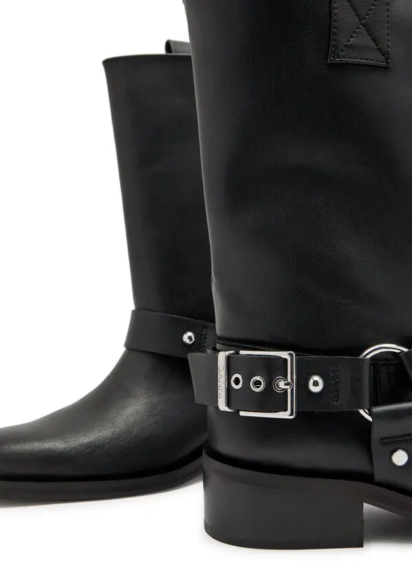 GANNI Faux Leather Mid-calf Biker Boots - Black