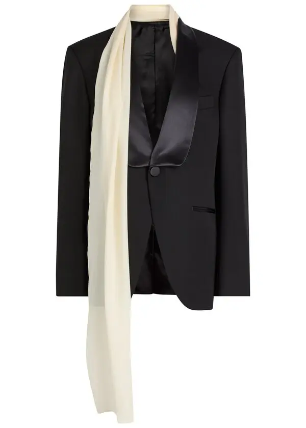 ARMARIUM Wool And Silk-blend Jacket With Detachable Scarf - Black