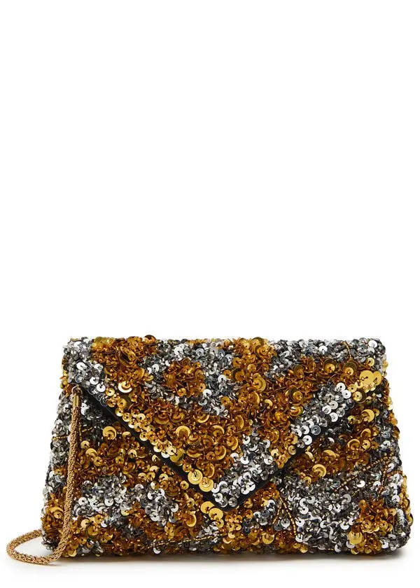 Dries Van Noten Embellished Satin Clutch Bag - Silver