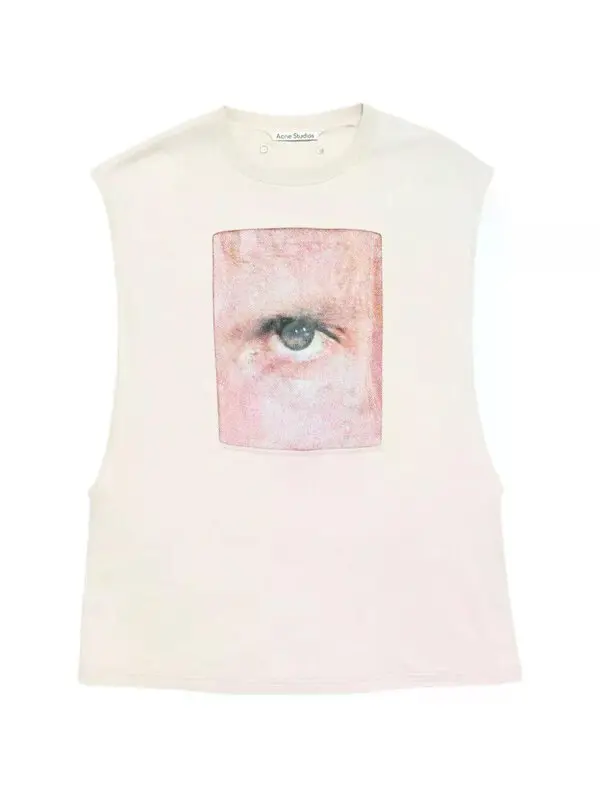 Acne Studios Sleeveless Crewneck T-shirt With Eye Print - Neutrals