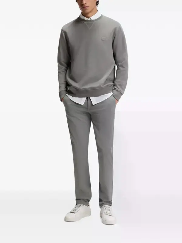 BOSS Textured Slim Fit Trousers - Grey