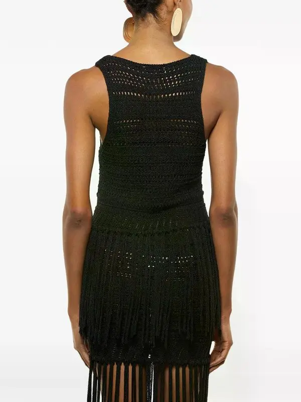 LANEUS Knitted Fringed Top