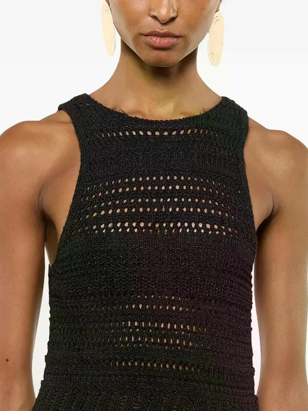 LANEUS Knitted Fringed Top