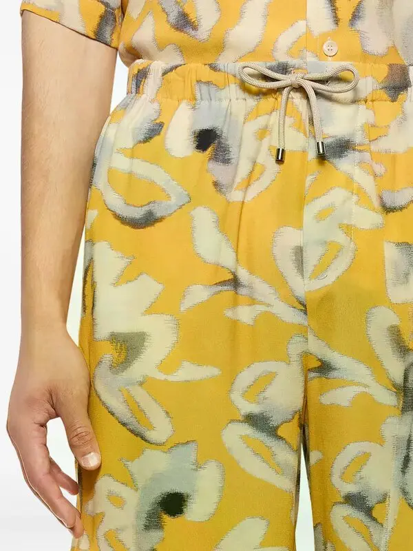 LANEUS Drawstring-fastening Floral-print Shorts - Yellow