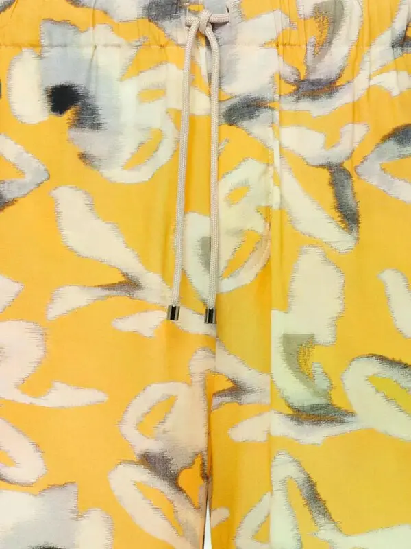 LANEUS Drawstring-fastening Floral-print Shorts - Yellow