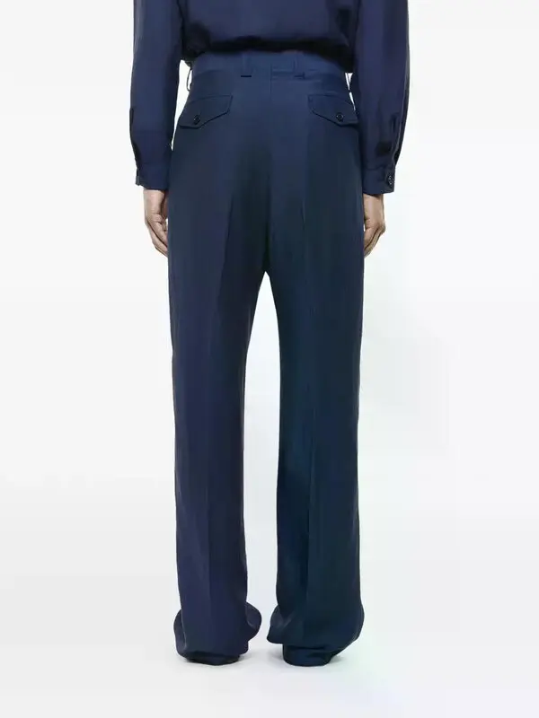 LANEUS Buttoned Flap Pocket Trousers - Blue