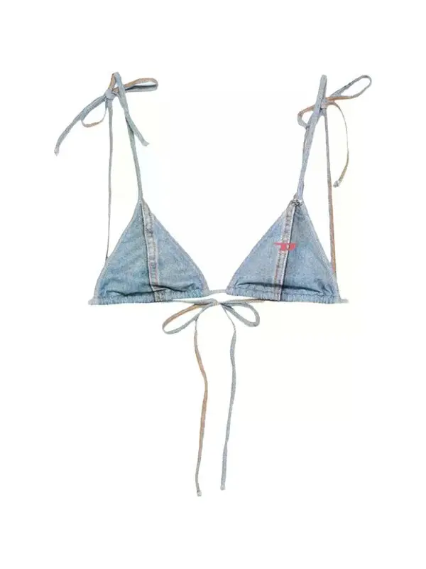 DIESEL® Tie Detail Triangle Bikini Top - Blue