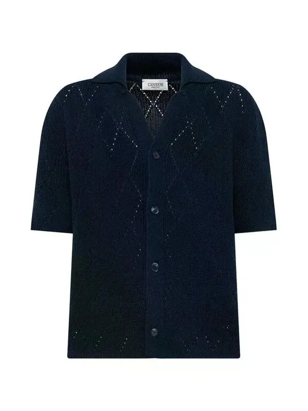 LANEUS Short-sleeve Collared Cardigan