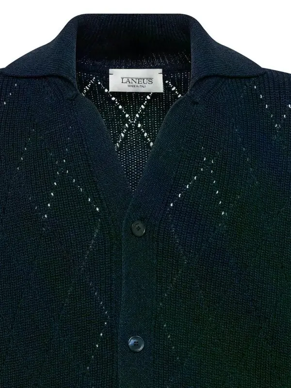 LANEUS Short-sleeve Collared Cardigan