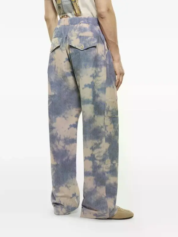 LANEUS Tie-dye Panelled Trousers