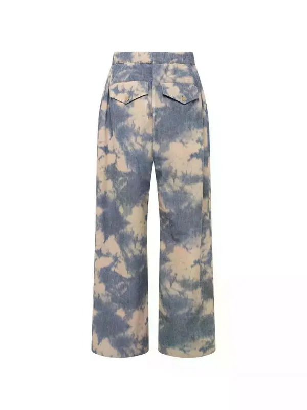 LANEUS Tie-dye Panelled Trousers