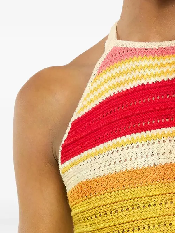 LANEUS Striped Knitted Halter Top