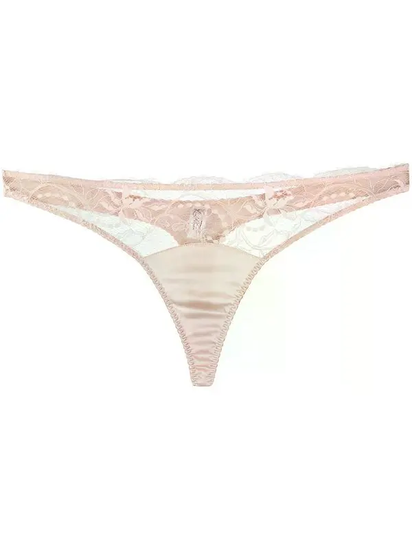 FLEUR OF ENGLAND Sig Lace Thong - Neutrals