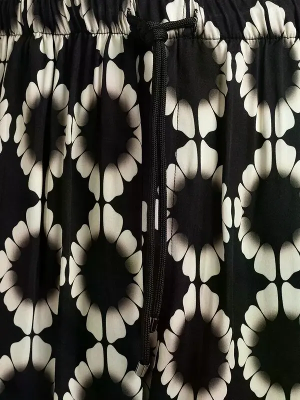 LANEUS Geometric Print Drawstring Bermuda Shorts