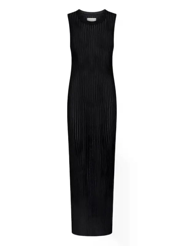 Loulou De Saison Icaria Ribbed Semi-sheer Maxi Dress - Black
