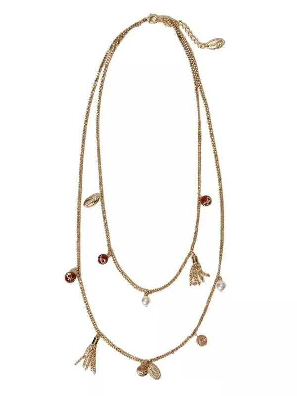 TWINSET Layered Beaded Tassel Necklace - Gold