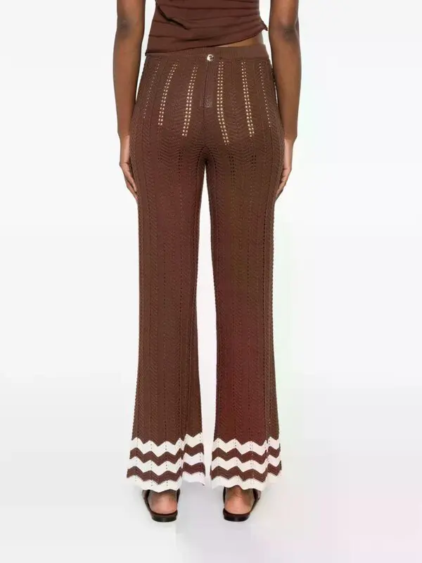 TWINSET Knitted Trousers With Zig-zag Pattern And Fringes - Brown
