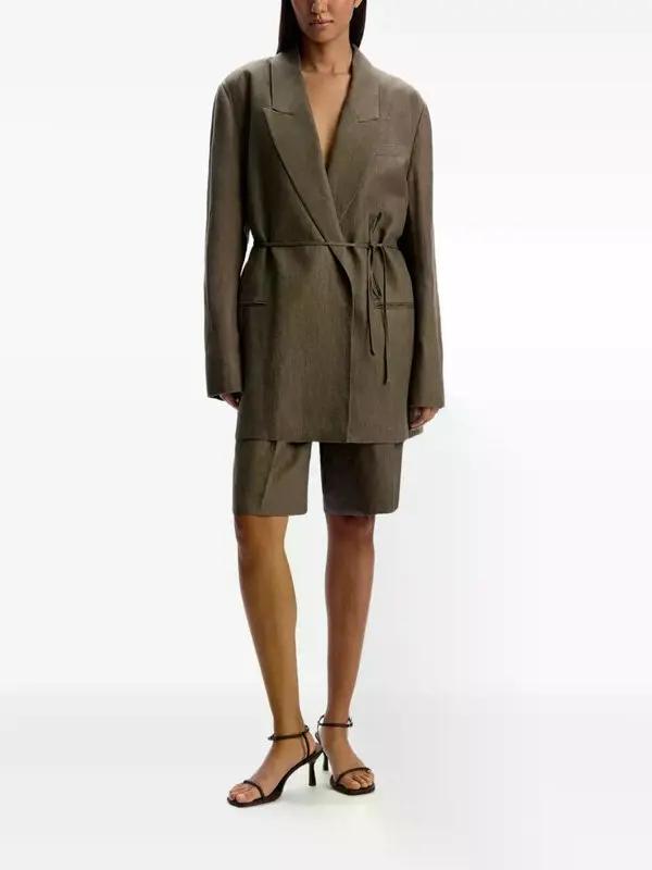12 STOREEZ Belted Blazer - Brown