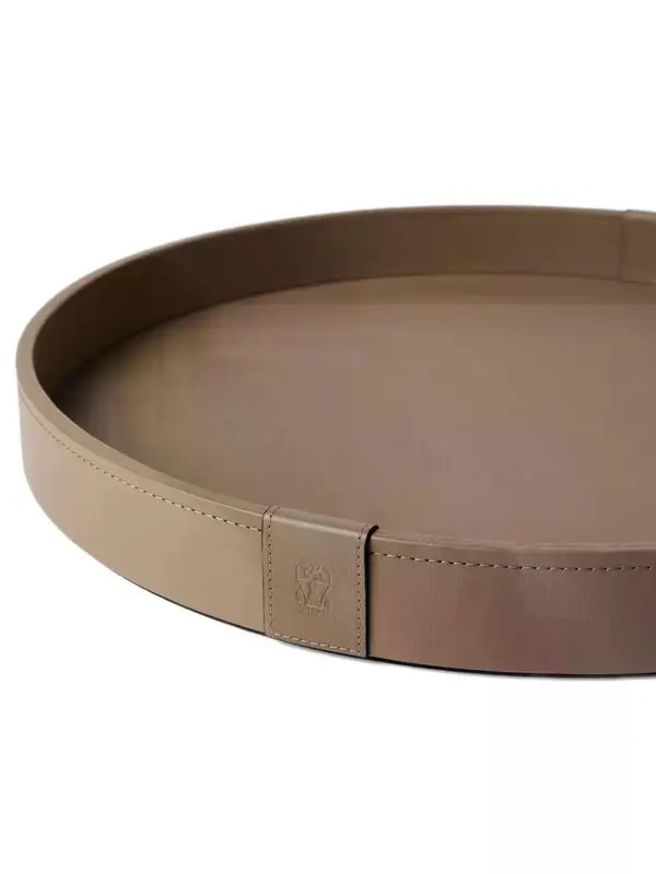 Brunello Cucinelli Leather Round Tray - Brown
