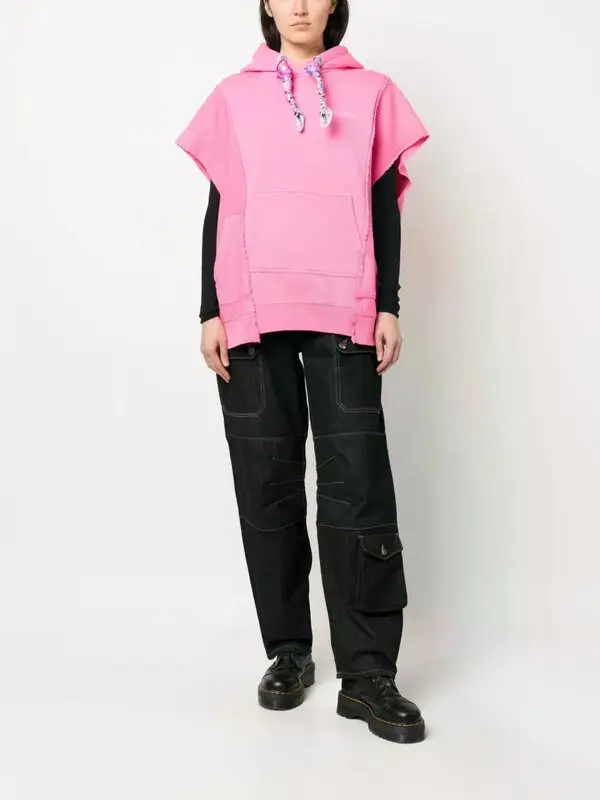 Khrisjoy Sleeveless Cotton Hoodie - Pink