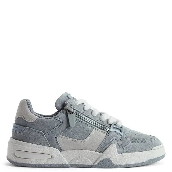 GIUSEPPE ZANOTTI Suede Low-top Sneakers With Zippers - Grey