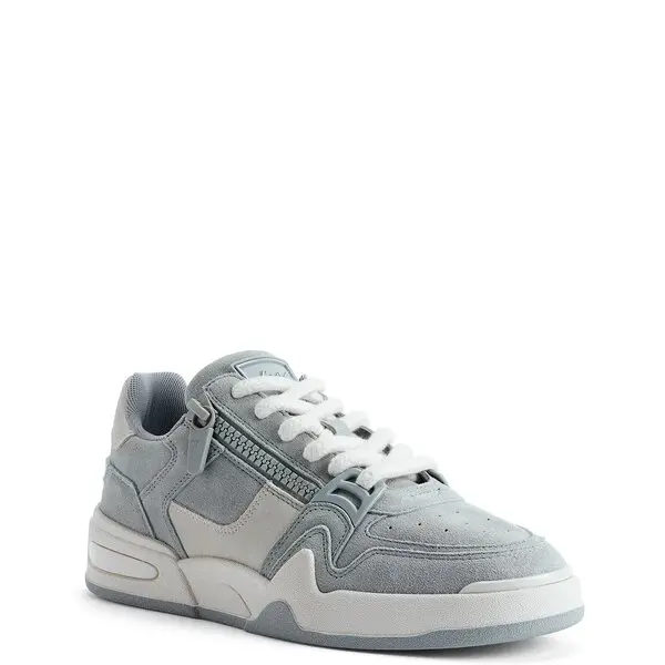 GIUSEPPE ZANOTTI Suede Low-top Sneakers With Zippers - Grey