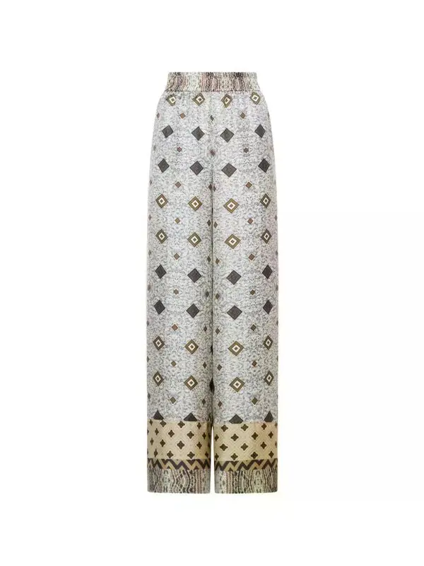 PIERRE-LOUIS MASCIA Geometric-print Palazzo Pants - Grey