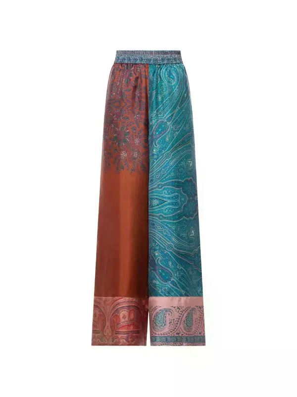 PIERRE-LOUIS MASCIA Paisley-pattern Silk Palazzo Trousers - Blue