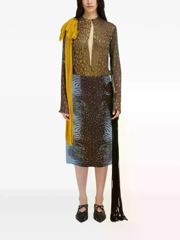 FERRAGAMO Sheer Silk Georgette Bodysuit With Flower Sash