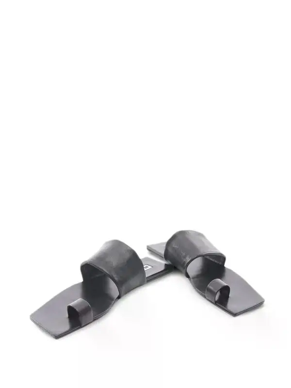 JIL SANDER Leather Square Toe Flat Sandals