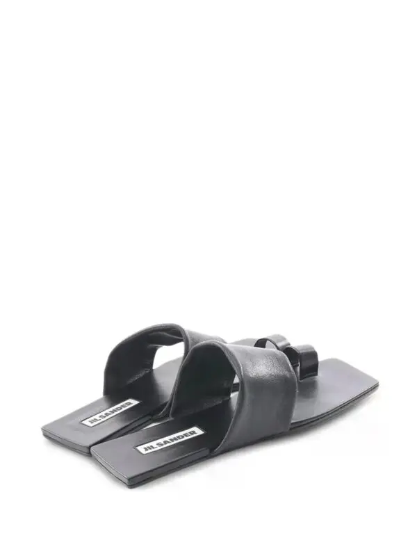 JIL SANDER Leather Square Toe Flat Sandals