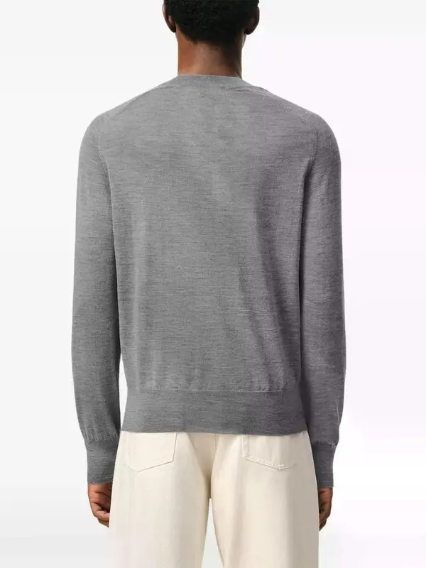 AMI Paris Wool Crewneck Sweater With De Coeur Embroidery - Grey