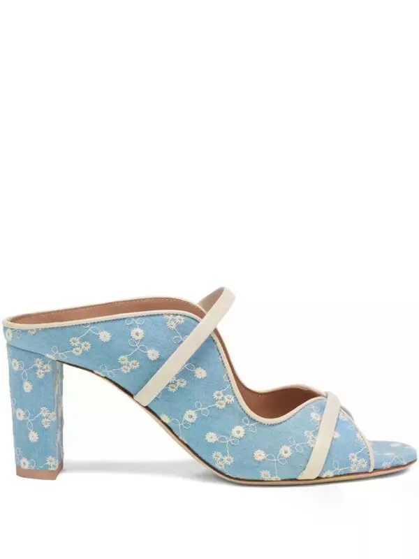 MALONE SOULIERS Norah Floral-printed Heeled Sandals - Blue