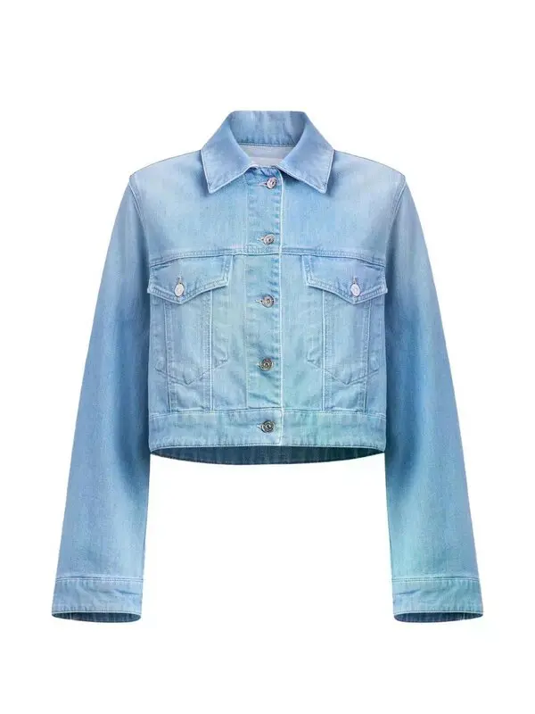 DONDUP Cropped Denim Jacket With Chest Pockets