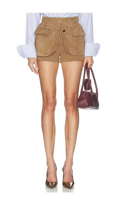 Monse Deconstructed Suede Shorts
