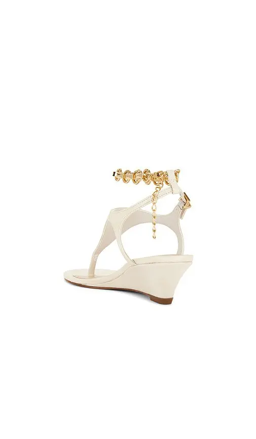 Schutz Lys Wedge Sandal With Gold-tone Metal Anklelette