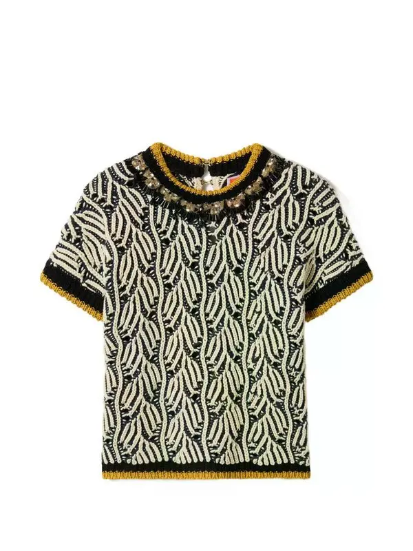 La DoubleJ Patterned Beaded Top