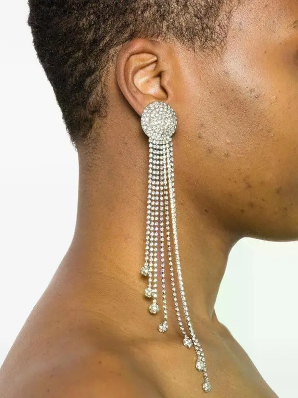 Alessandra Rich Rhinestone Fringe Drop Earrings