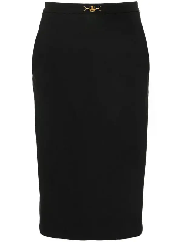 Elisabetta Franchi Logo Plaque Pencil Midi Skirt - Black
