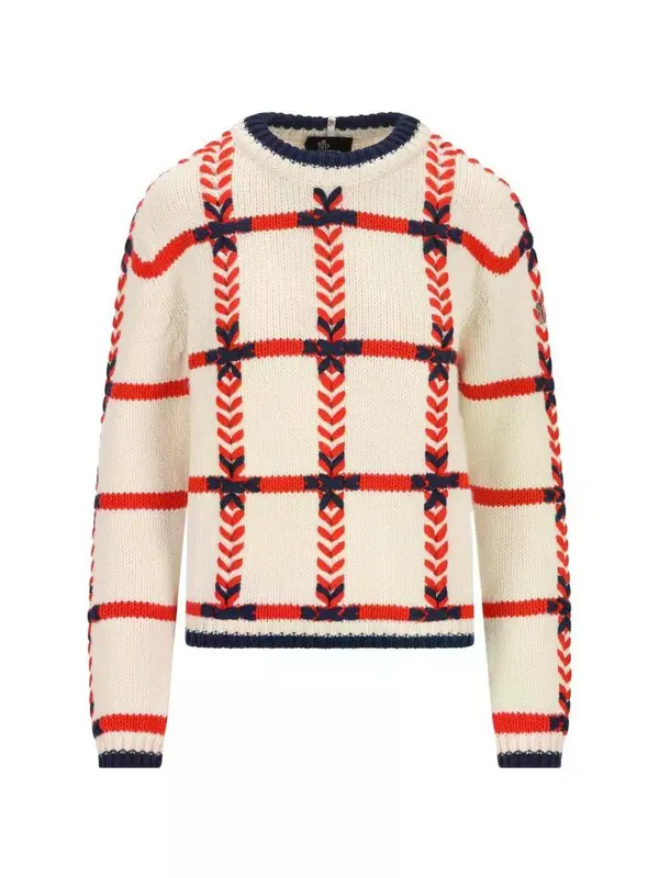 Moncler Jacquard Crew Neck Sweater - Neutrals