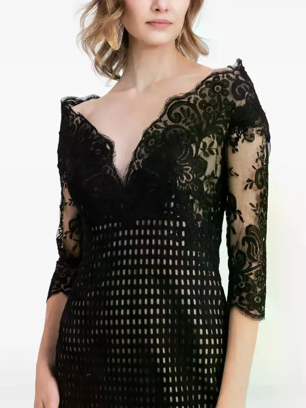 GEMY MAALOUF Off-the-shoulder V-neckline Maxi Dress - Black