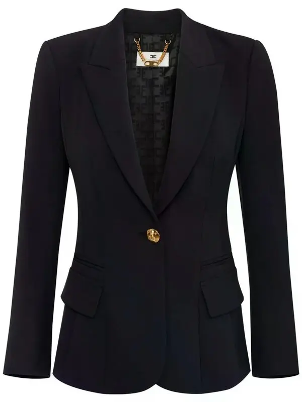 Elisabetta Franchi Peak-lapel Crepe Blazer - Black
