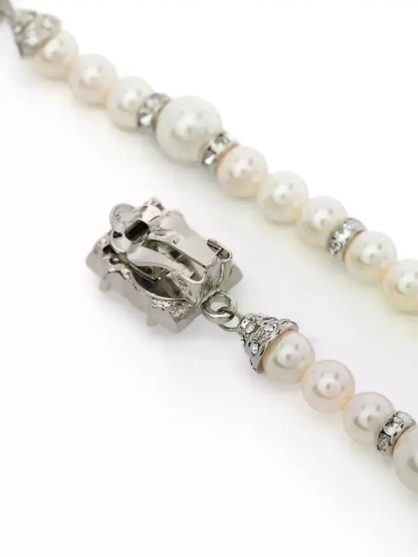 Alessandra Rich Tone Pearl And Crystal Embellished Drop Earrings