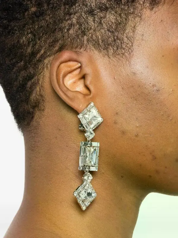 Alessandra Rich Crystal Drop Clip-on Earrings - Silver