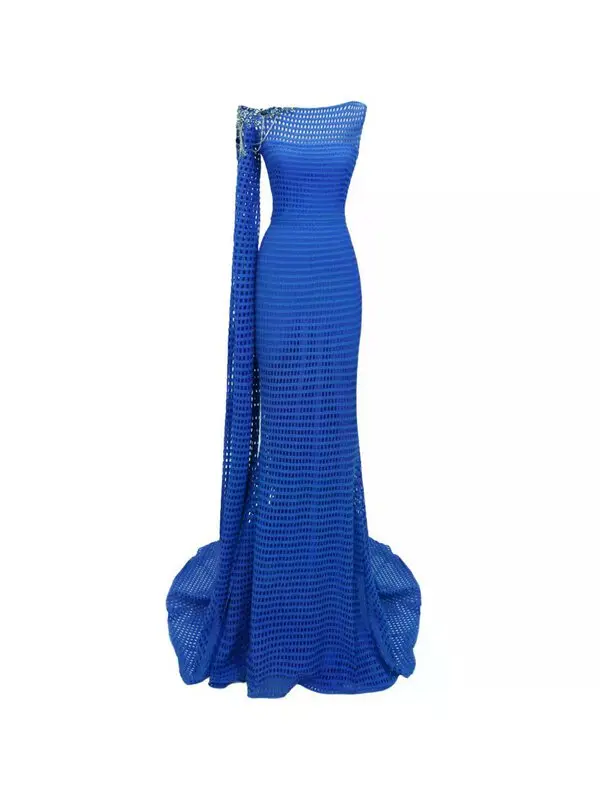 GEMY MAALOUF Crochet Maxi Dress - Blue